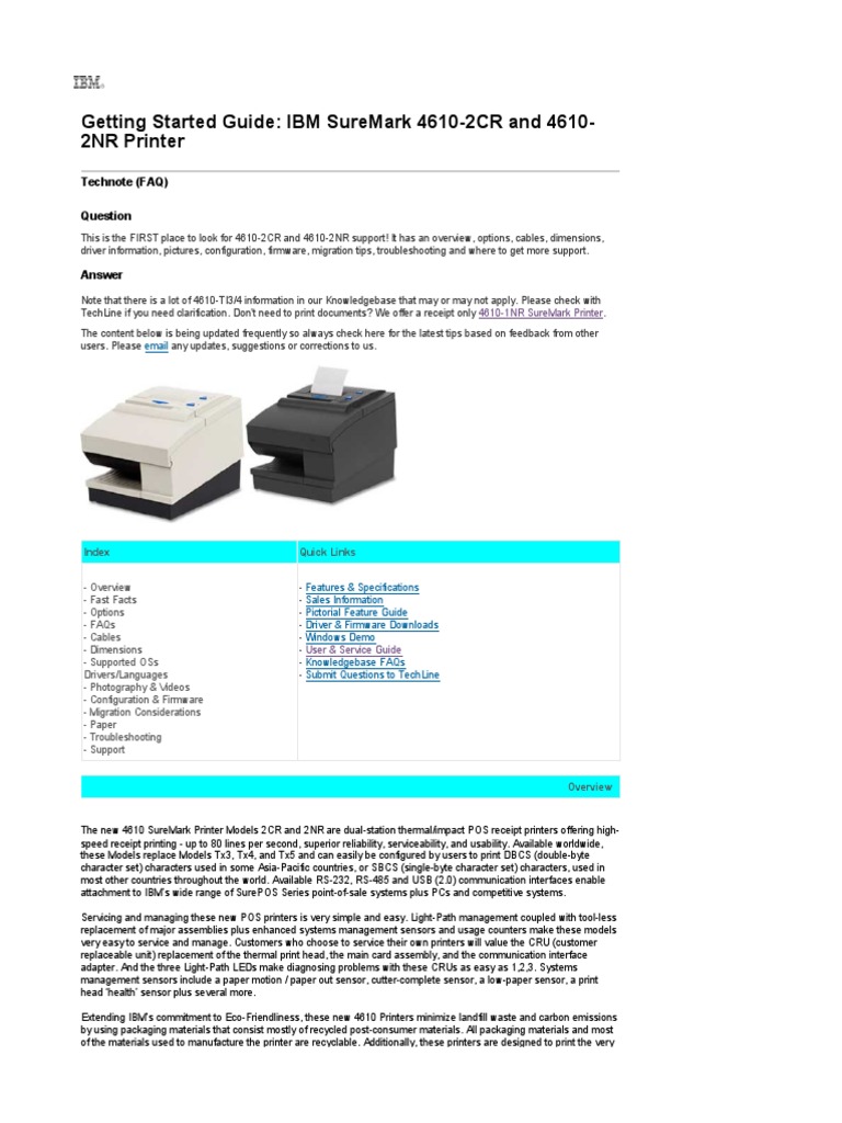 IBM SureMark 4610 Printer Guide | PDF | Printer (Computing) | Operating System
