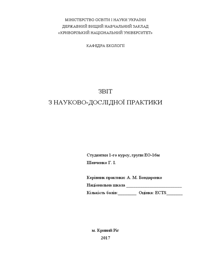 Zvit Z Practiki | PDF