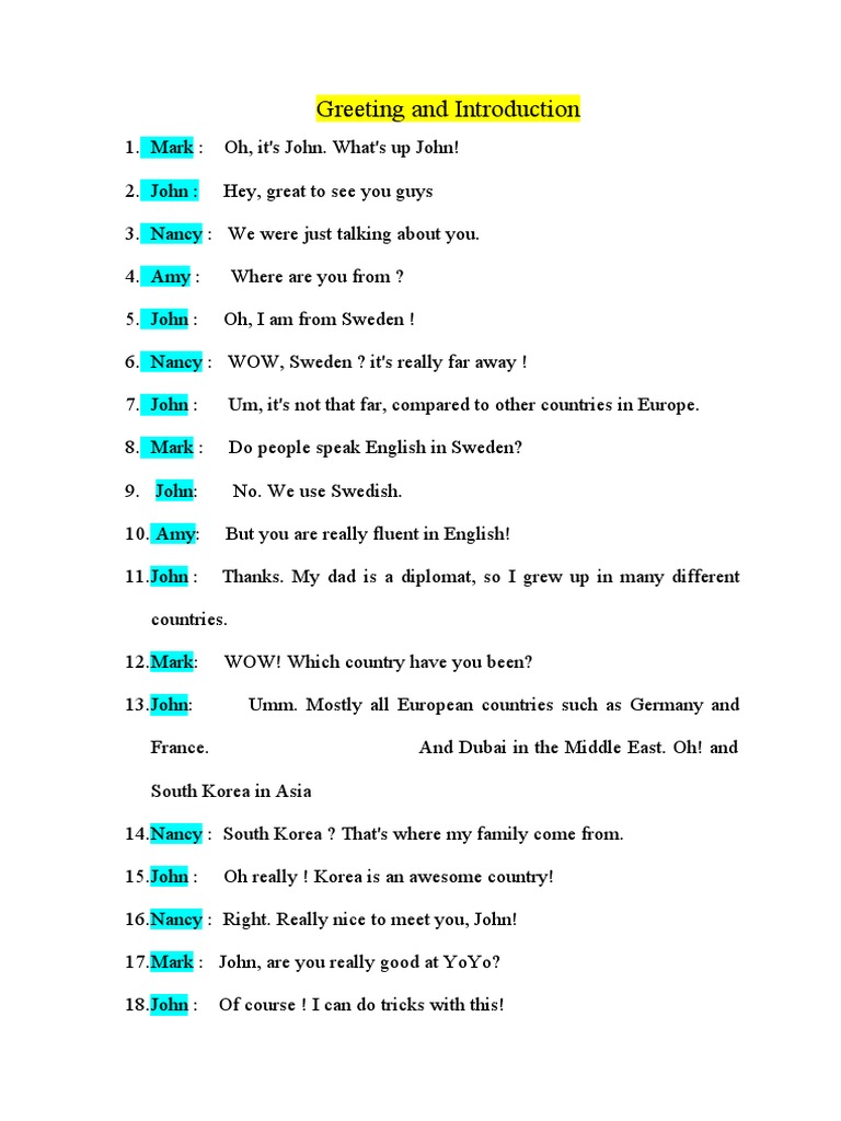 Greeting and Introduction | PDF
