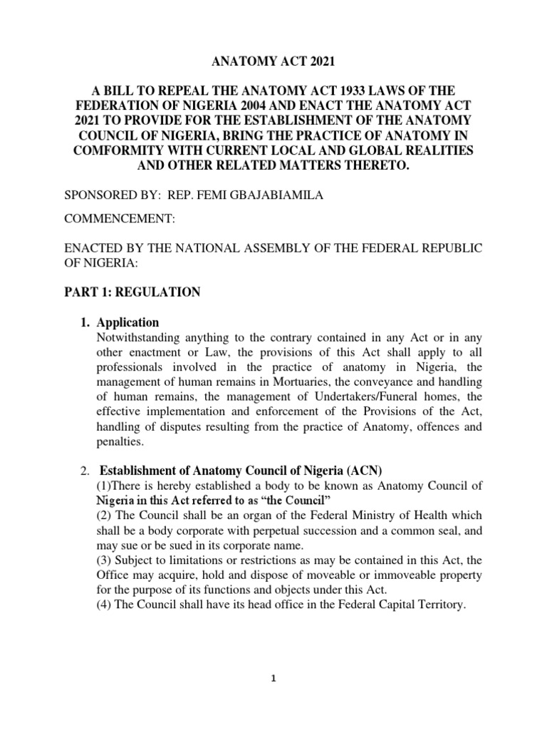 Anatomy Act Review | PDF | Cadaver | Burial