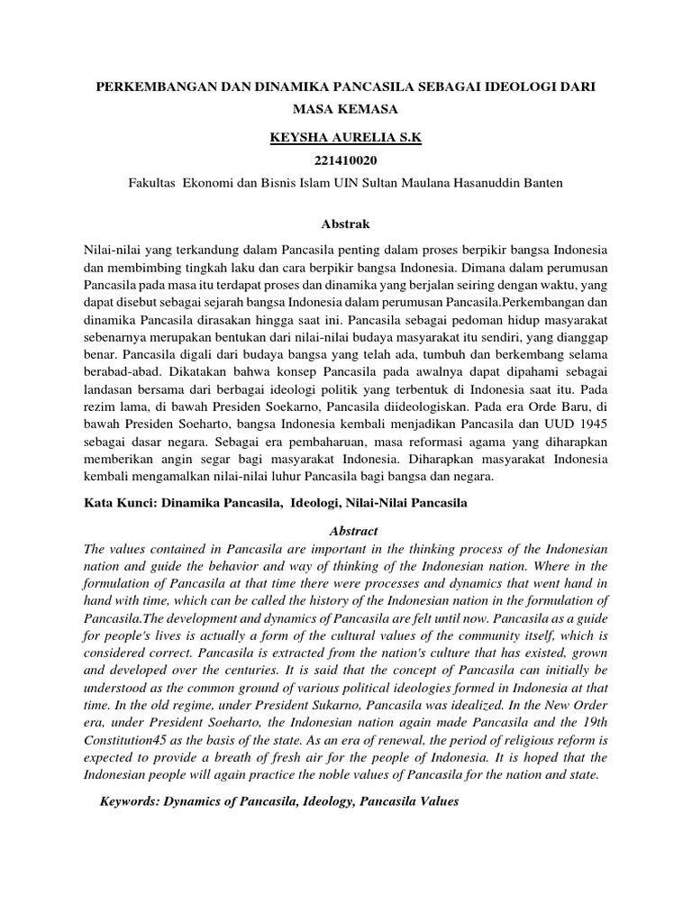 Perkembangan Dan Dinamika Pancasila Sebagai Ideologi Dari Masa Kemasa ...