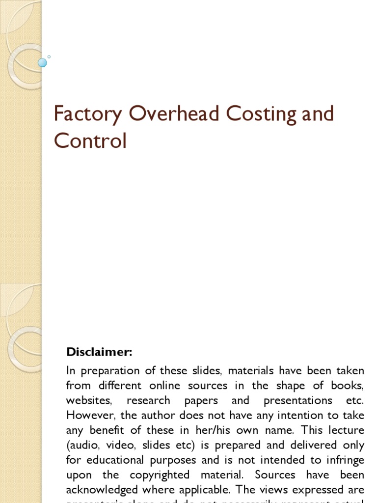 Factory Overhead Costing and Control | Download Free PDF | Business | Economies