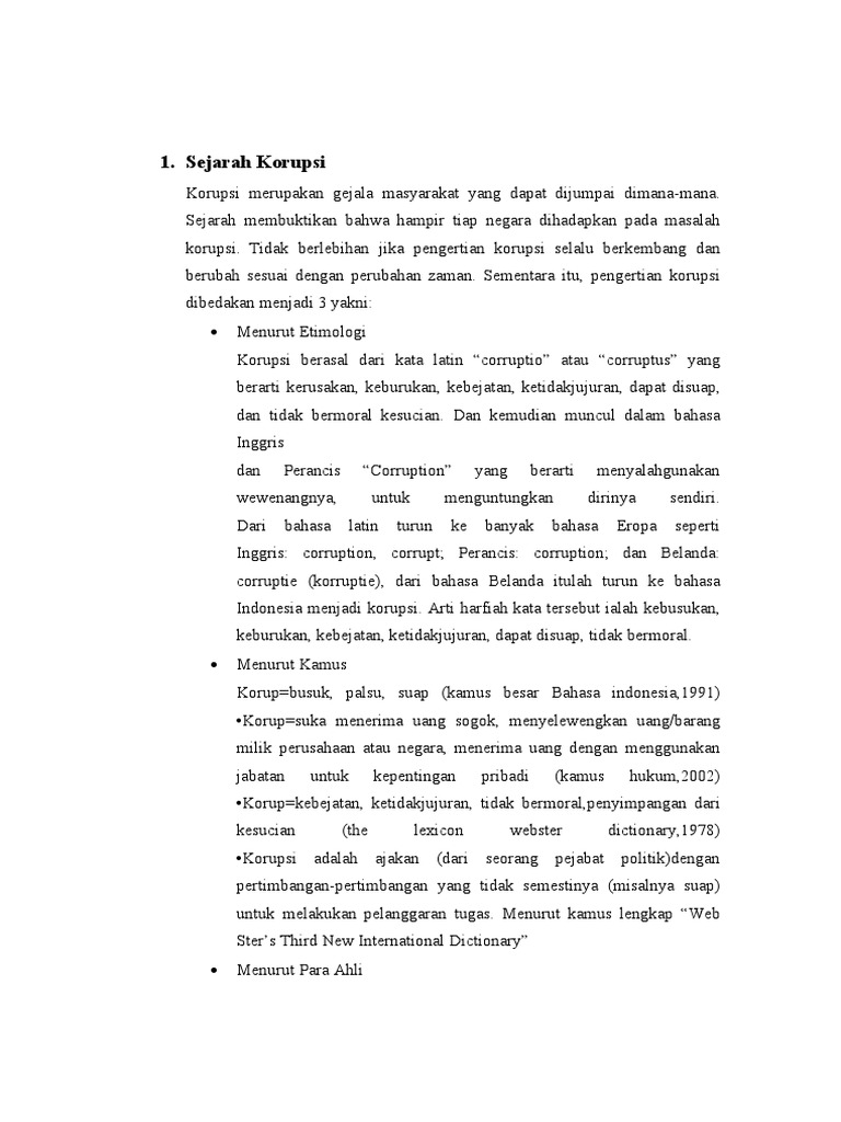 Sejarah Korupsi Dan Bentuk-Bentuk Korupsi | PDF | Politik