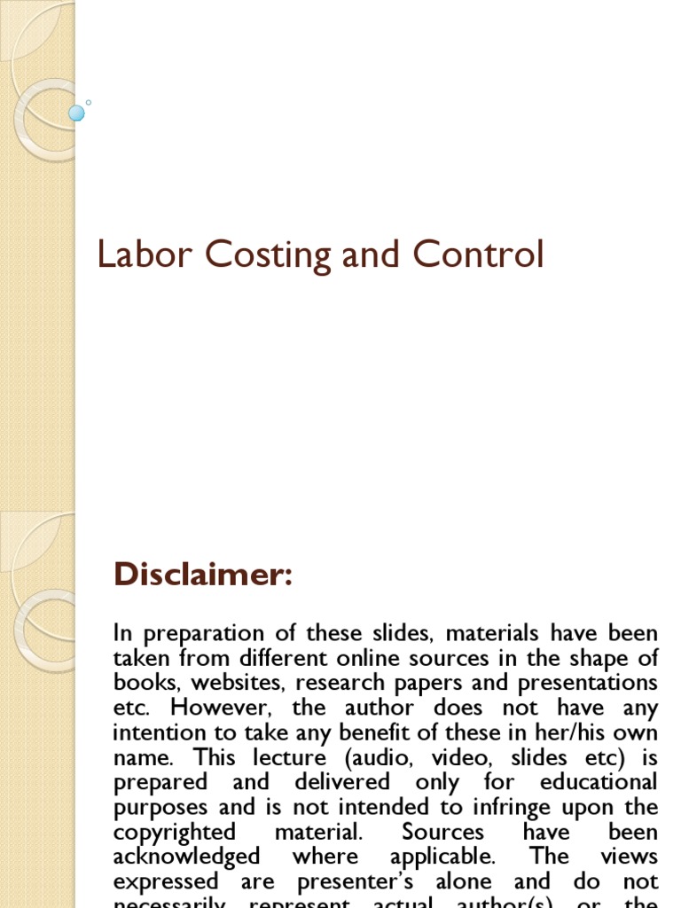 Labor Costing and Control' | PDF | Payroll | Labour Economics