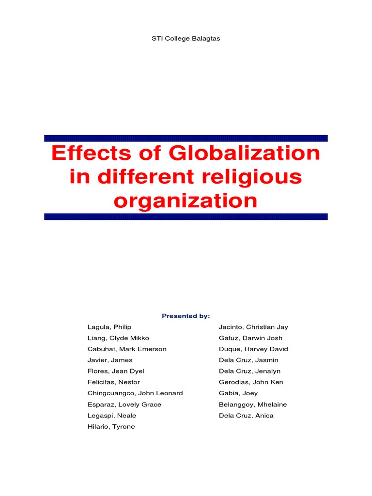 Effects of Globalization in Different Religious Organization | PDF ...