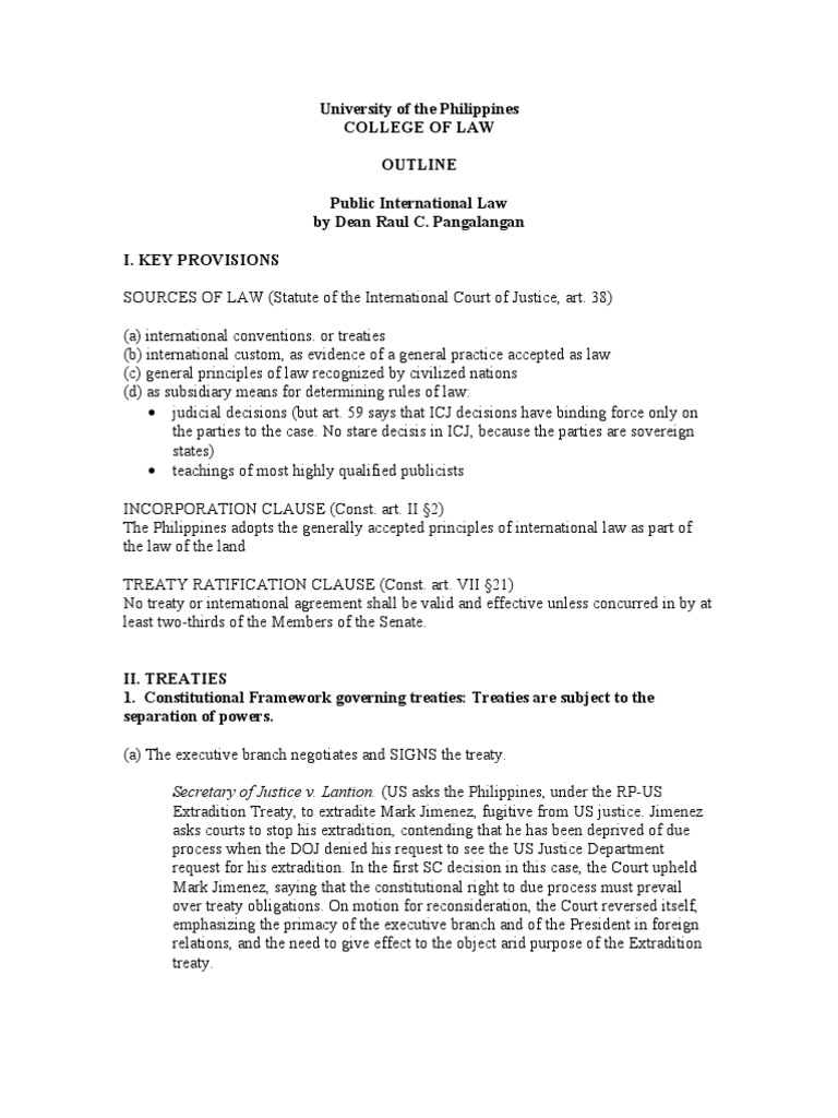 PIL Integrated Outline Part1 | PDF | Treaty | Ratification