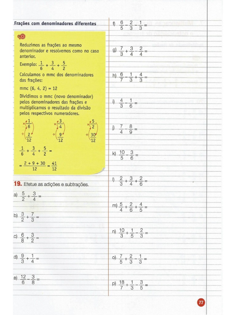 Frações Com Denominadores Diferentes | PDF