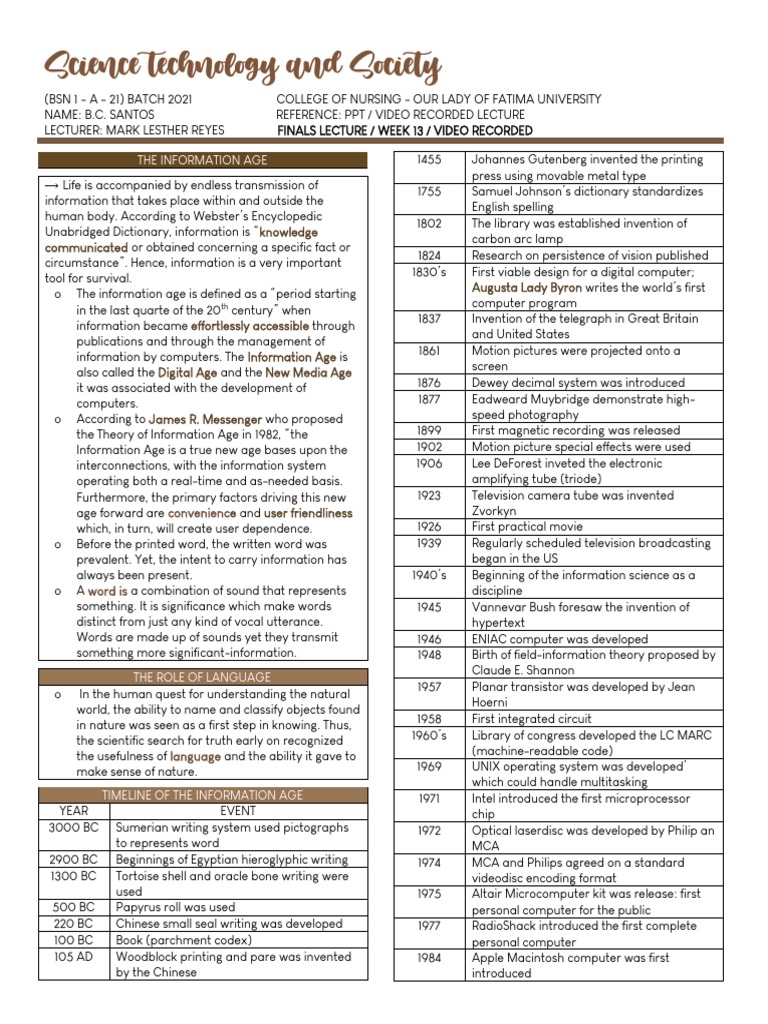 Stas Week 13 Information Age | Download Free PDF | Information | Internet