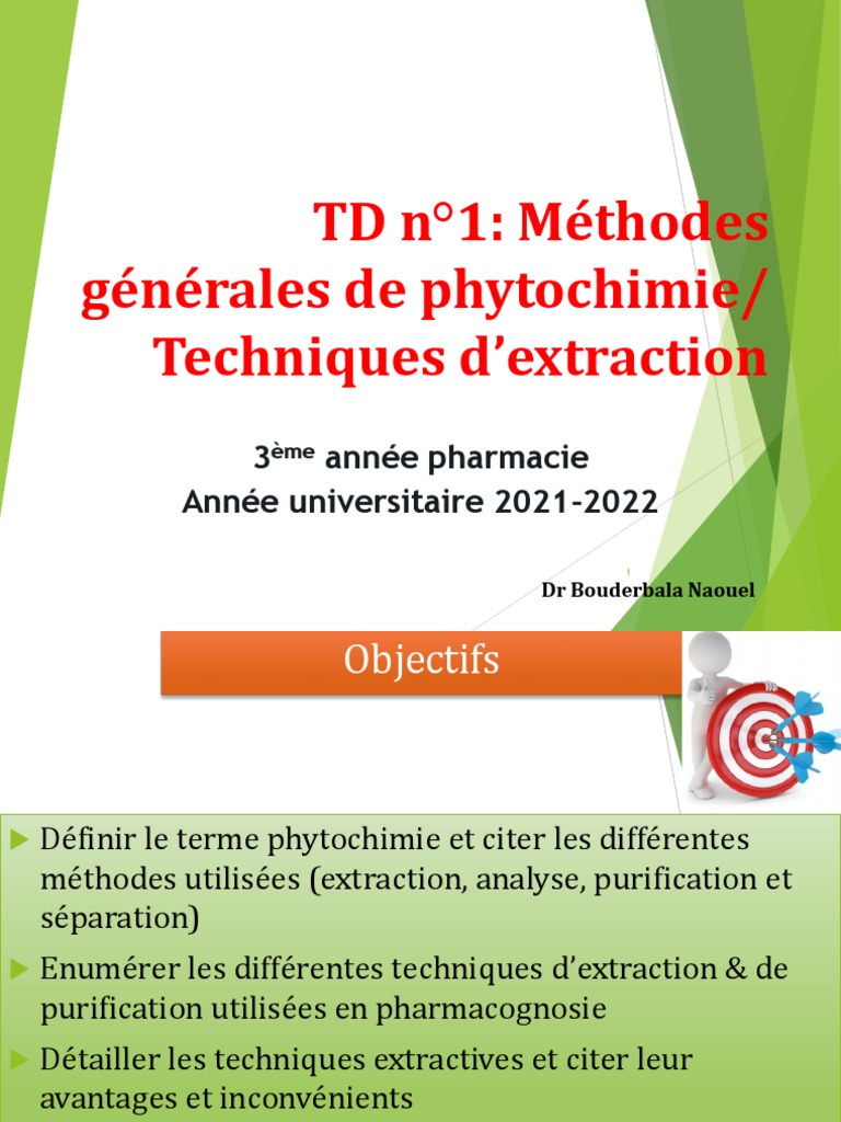 TD 1 Méth Gle Phytochimie Tech Dextraction | PDF | Solvant | Fluide supercritique