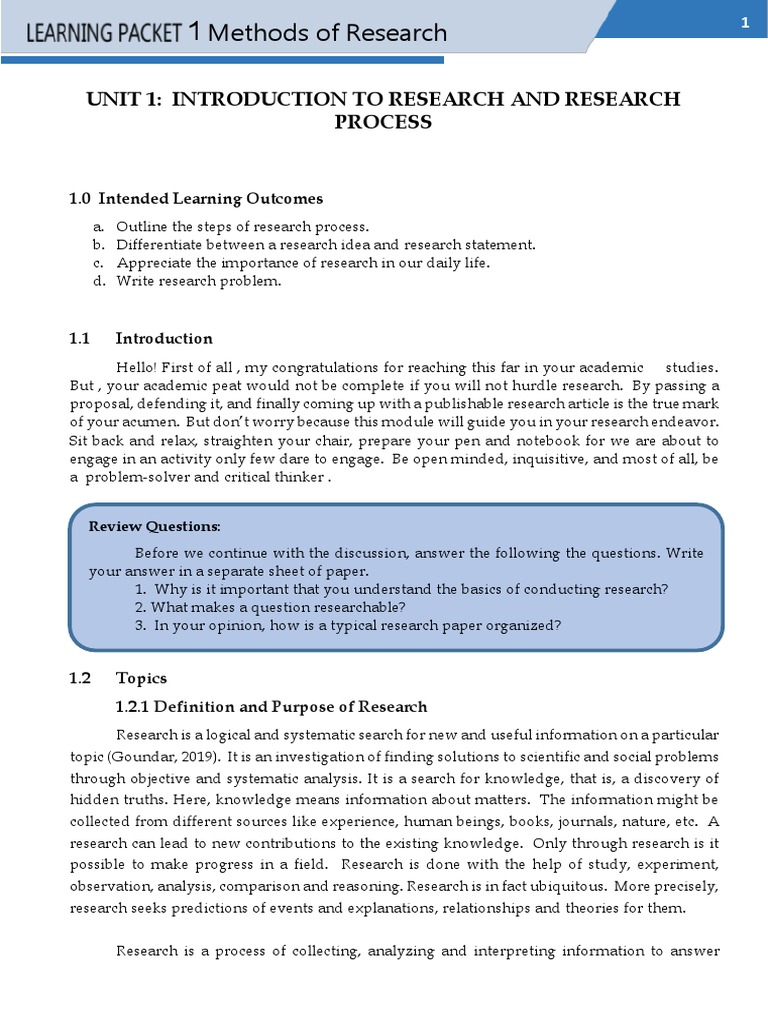 LP1 - Unit1 - GE10-Methods of Research | PDF | Theory | Quantitative ...