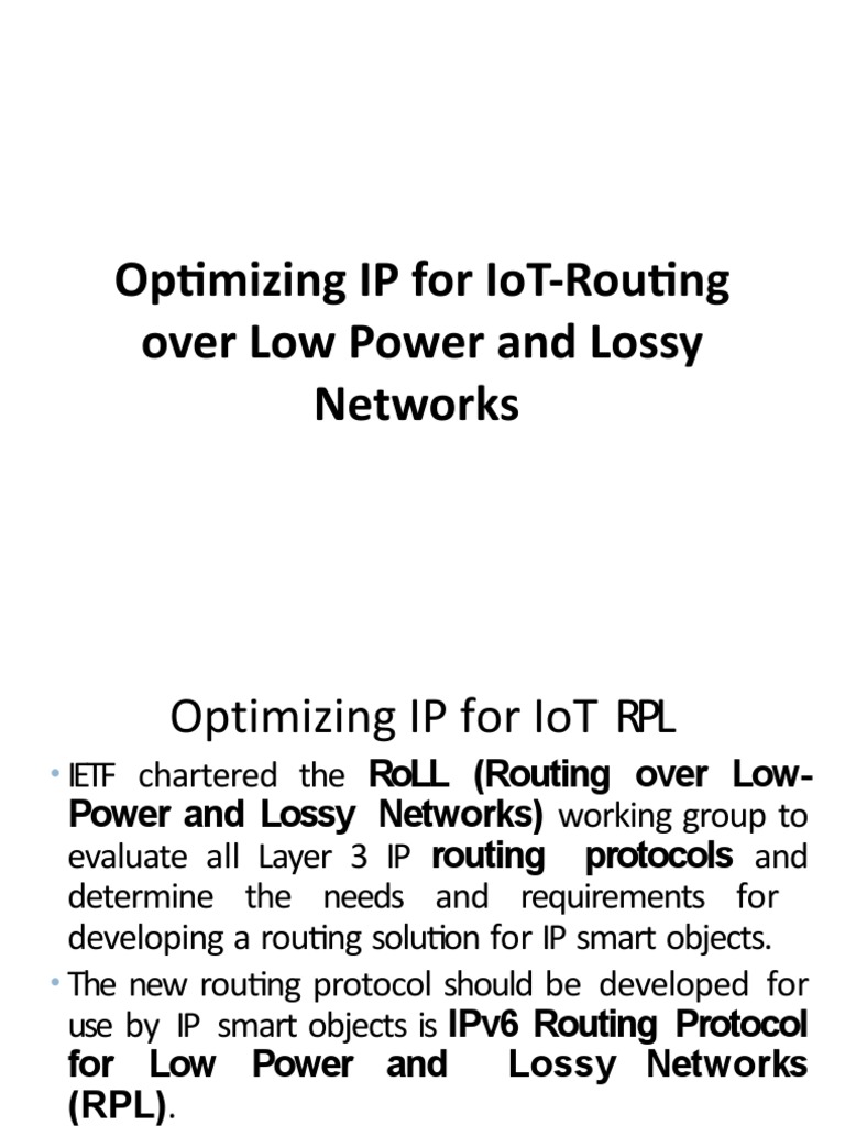 Optimizing IP For IoT-Routing Over Low Power and | PDF | Routing ... Optimizing IP For IoT-Routing Over Low Power and | PDF | Routing ...