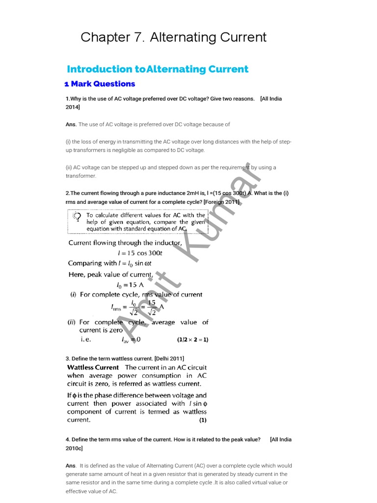 Physics Value Based Questions Chapter 7 Alternating Current PDF | PDF ... Physics Value Based Questions Chapter 7 Alternating Current PDF | PDF ...