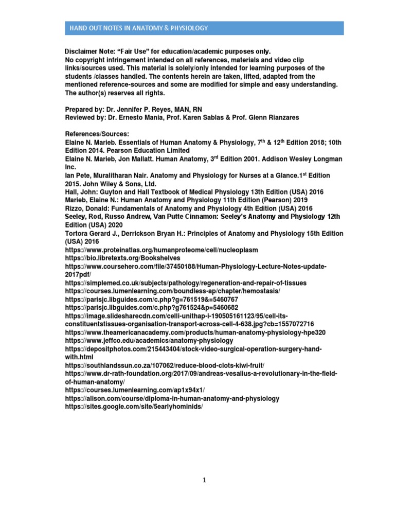 Students Hand Out Notes in Anatomy and Physiology | PDF | Cell Membrane ...