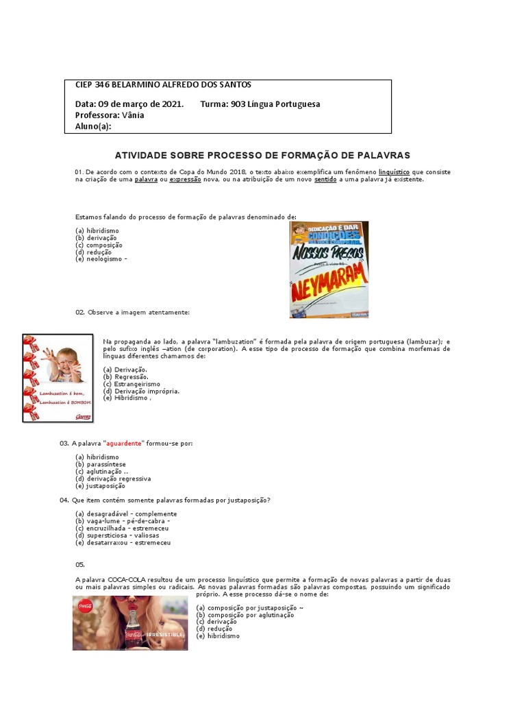 Atividade sobre Hibridismo Linguístico | PDF