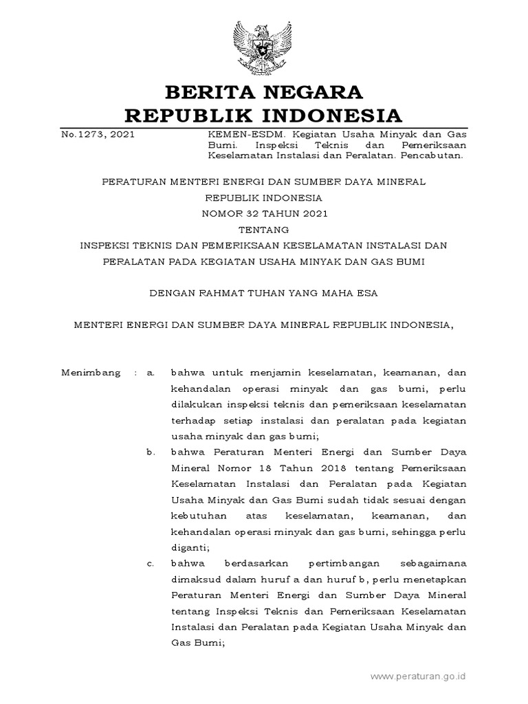 Permen ESDM No. 32 Tahun 2021 | PDF