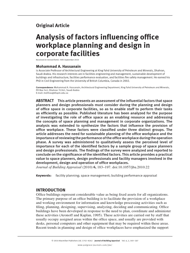 Analysis of Factors Infl Uencing Office | PDF | Human Factors And ...