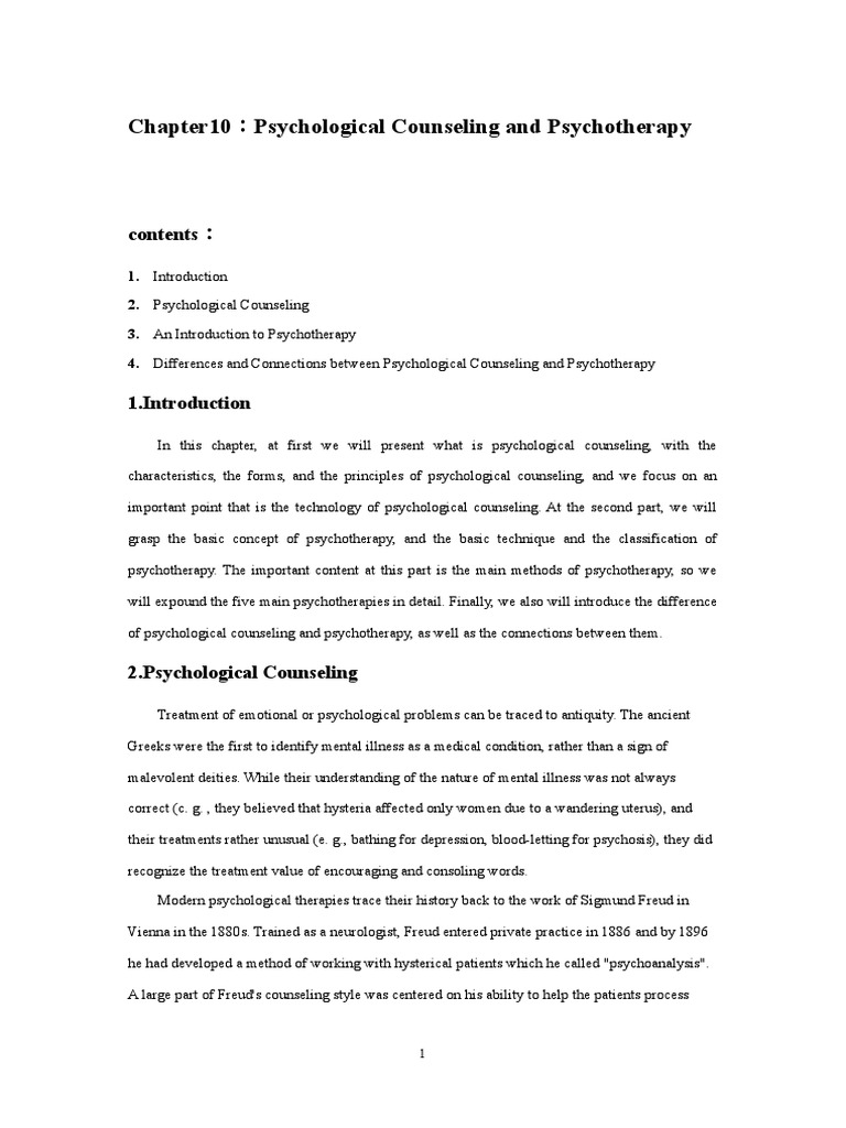 Chapter10 Psychological Counseling and Psychotherapy | Download Free ...