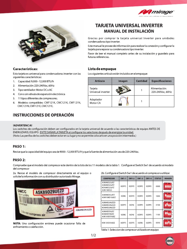 Tarjeta Universal 12k BTUS-17222000A59952 | PDF