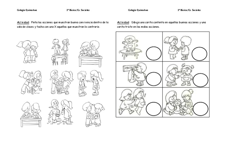 Ficha Cuaderno Buenas y Malas Acciones | PDF