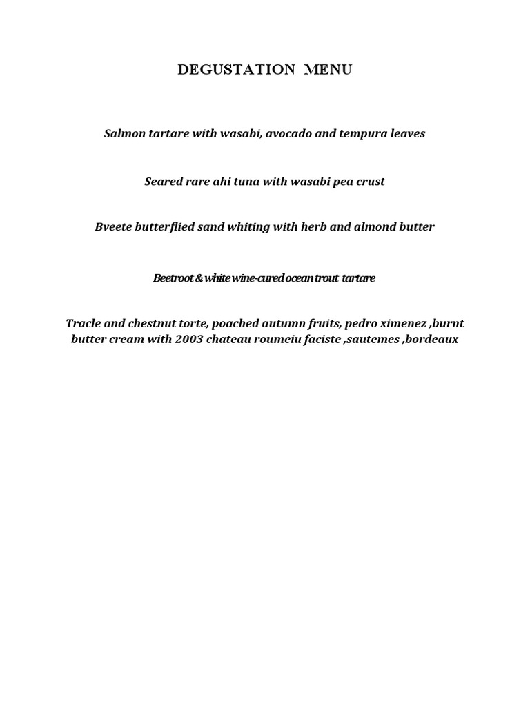 Degustation Menu | PDF