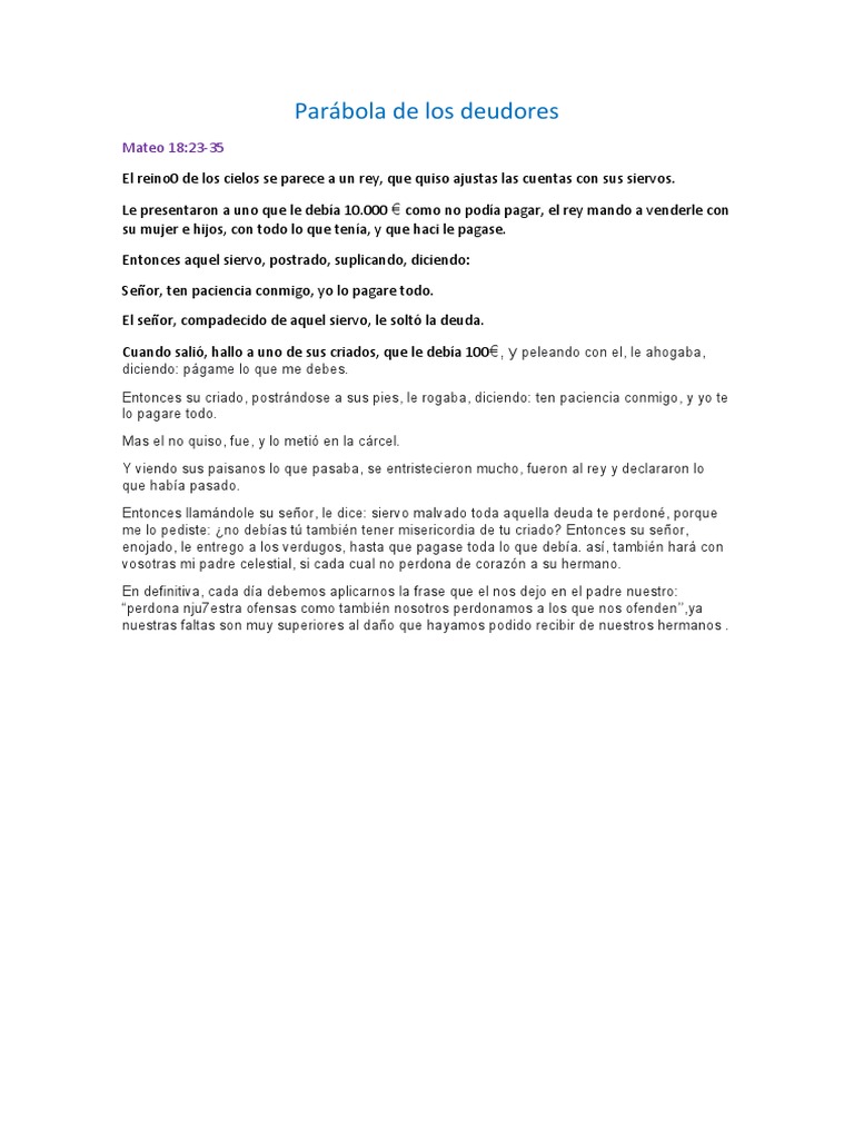 Parábola de Los Deudores | PDF