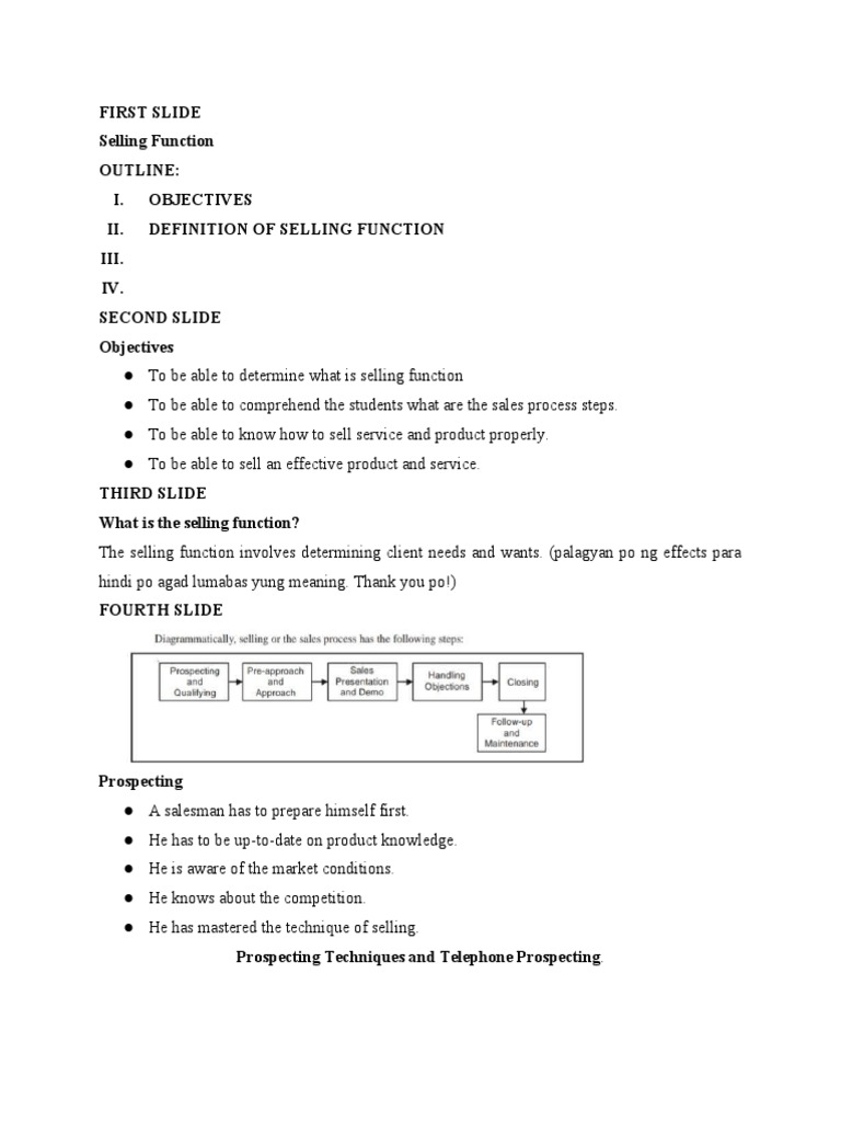 Selling Function | PDF | Sales | Communication