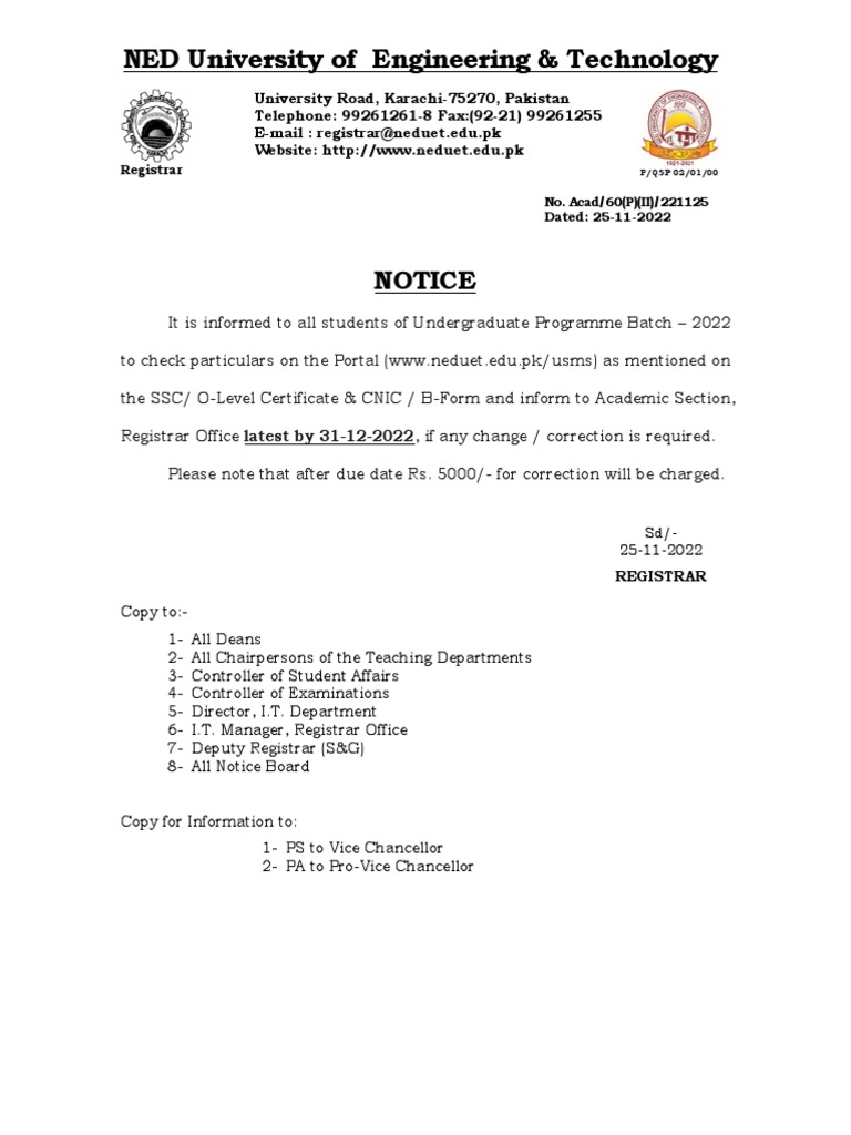 Notice For Correction | PDF