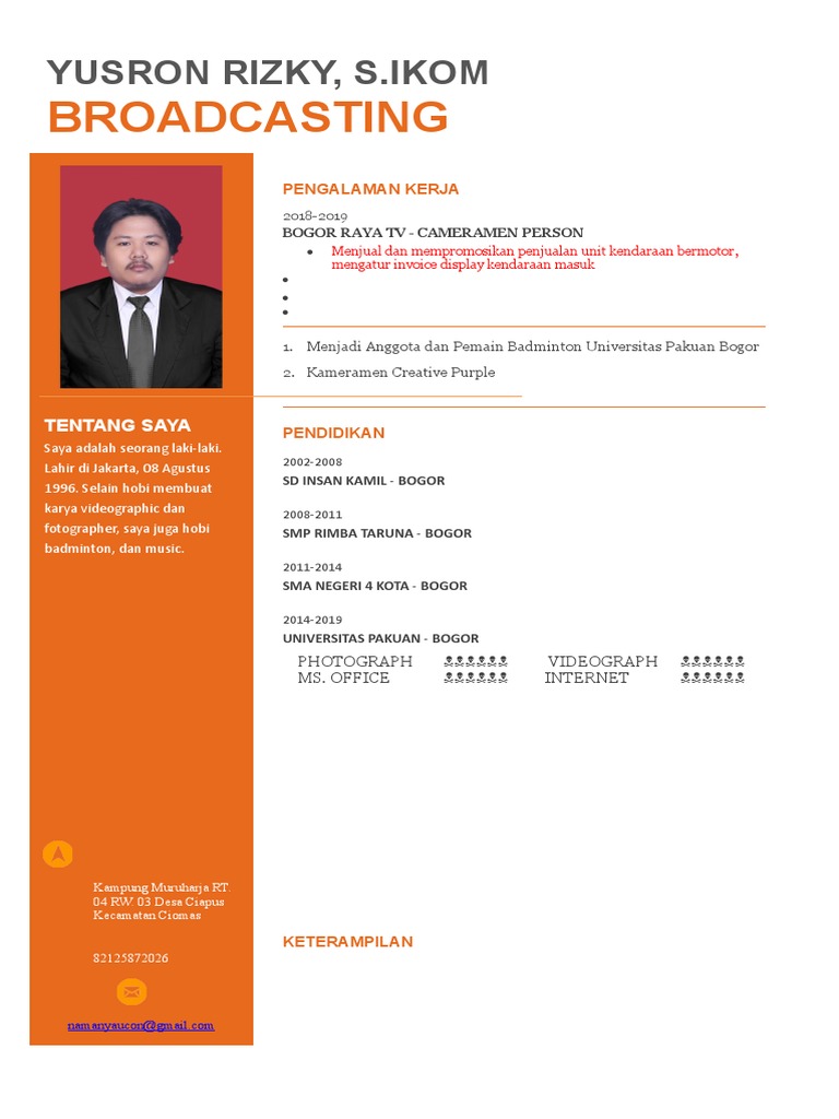 CV Yusron Rizky | PDF