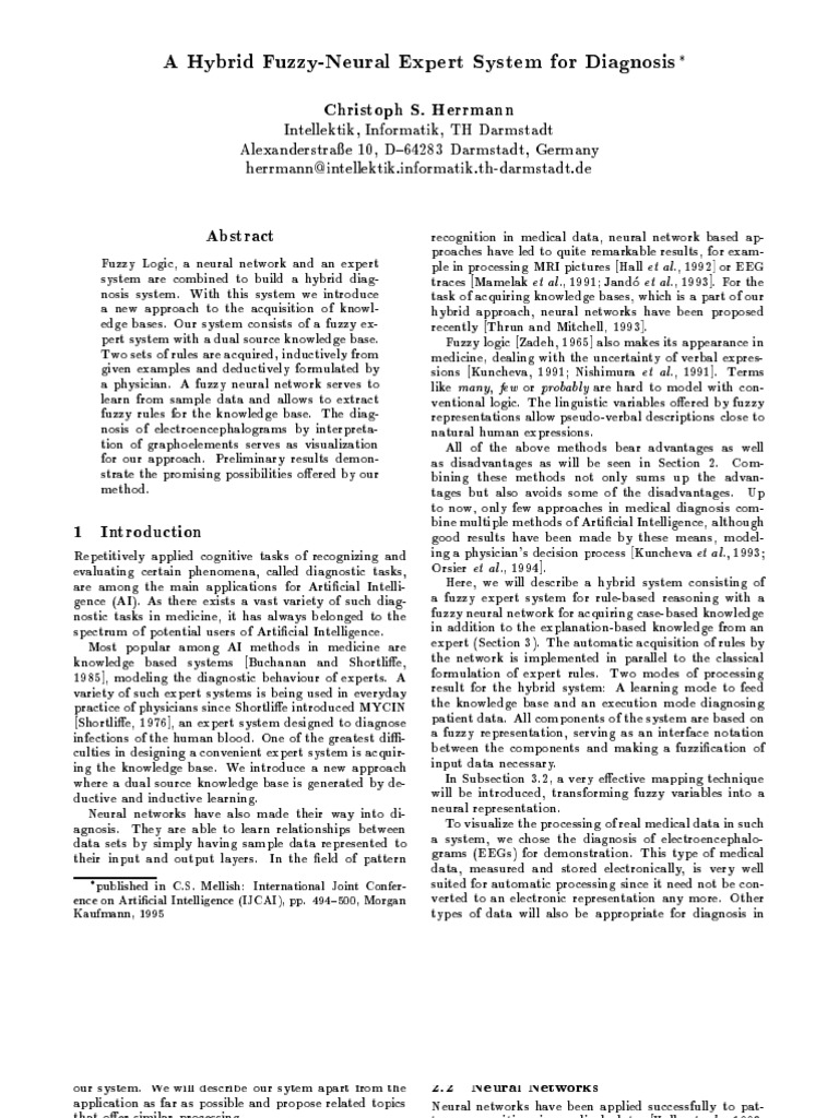 A Hybrid Fuzzy-Neural Expert System For Diagnosis | PDF | Artificial ...