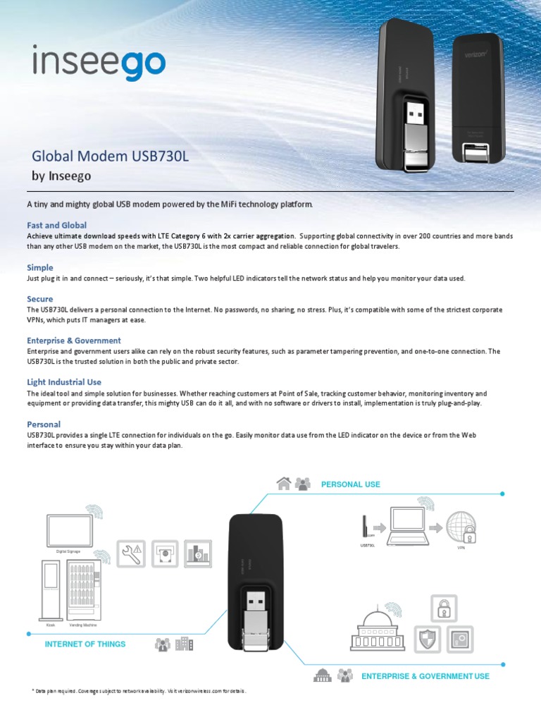 Datasheet U730l | PDF | Modem | Computer Network