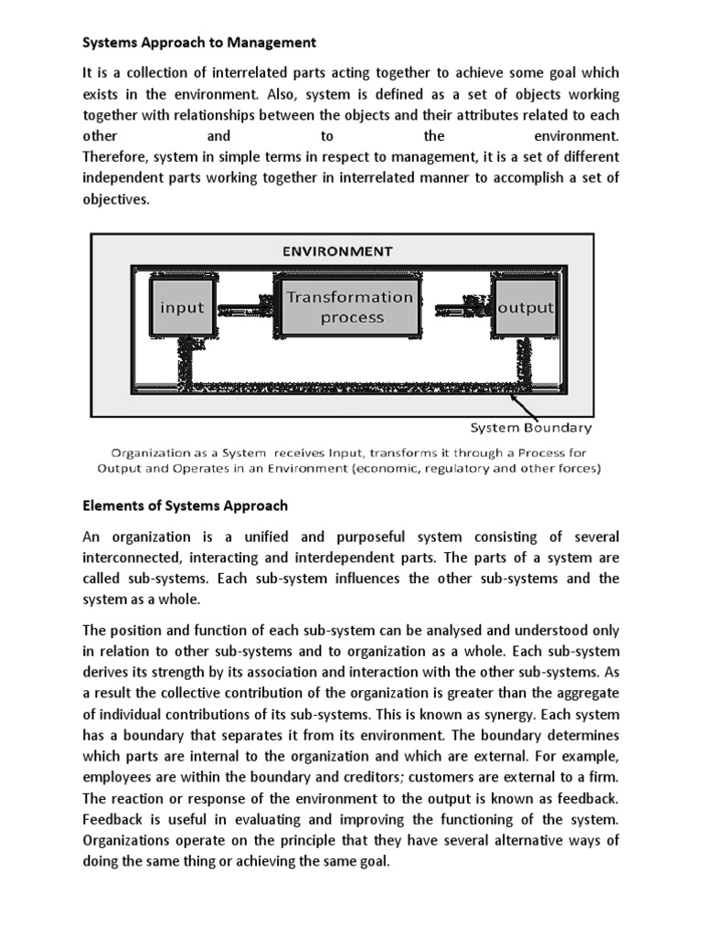 Lecture No. 8 Systems Approach To Management | PDF | System | Strategic Management