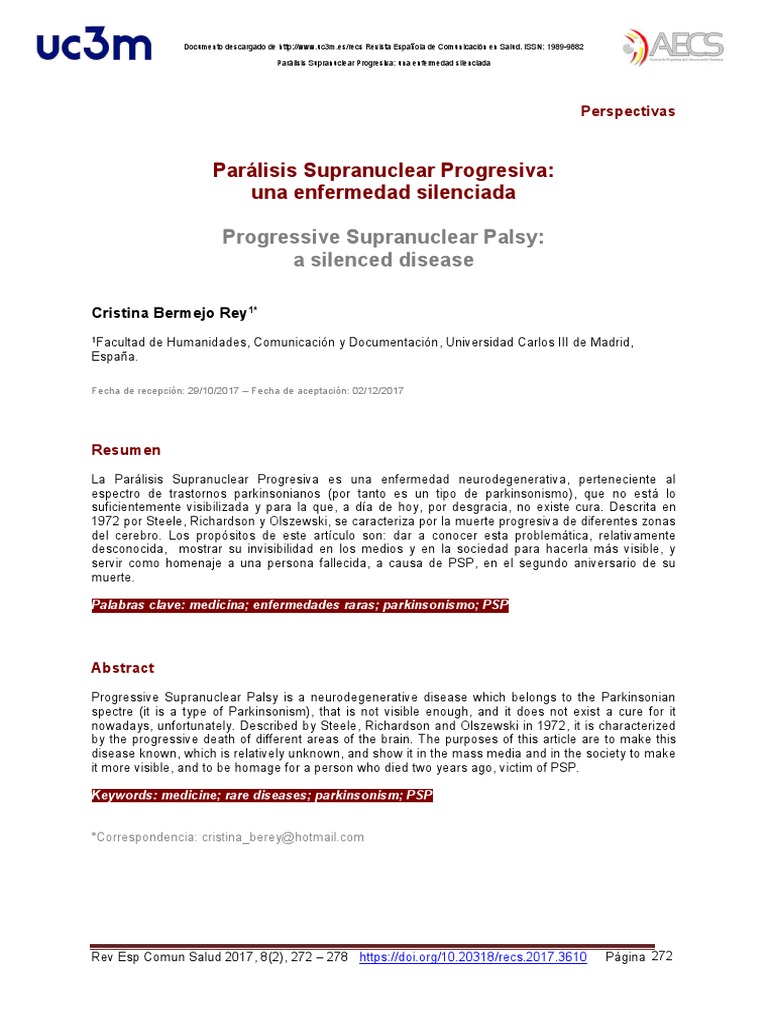 Parálisis Supranuclear Progresiva: Visibilidad y Conciencia | PDF ...