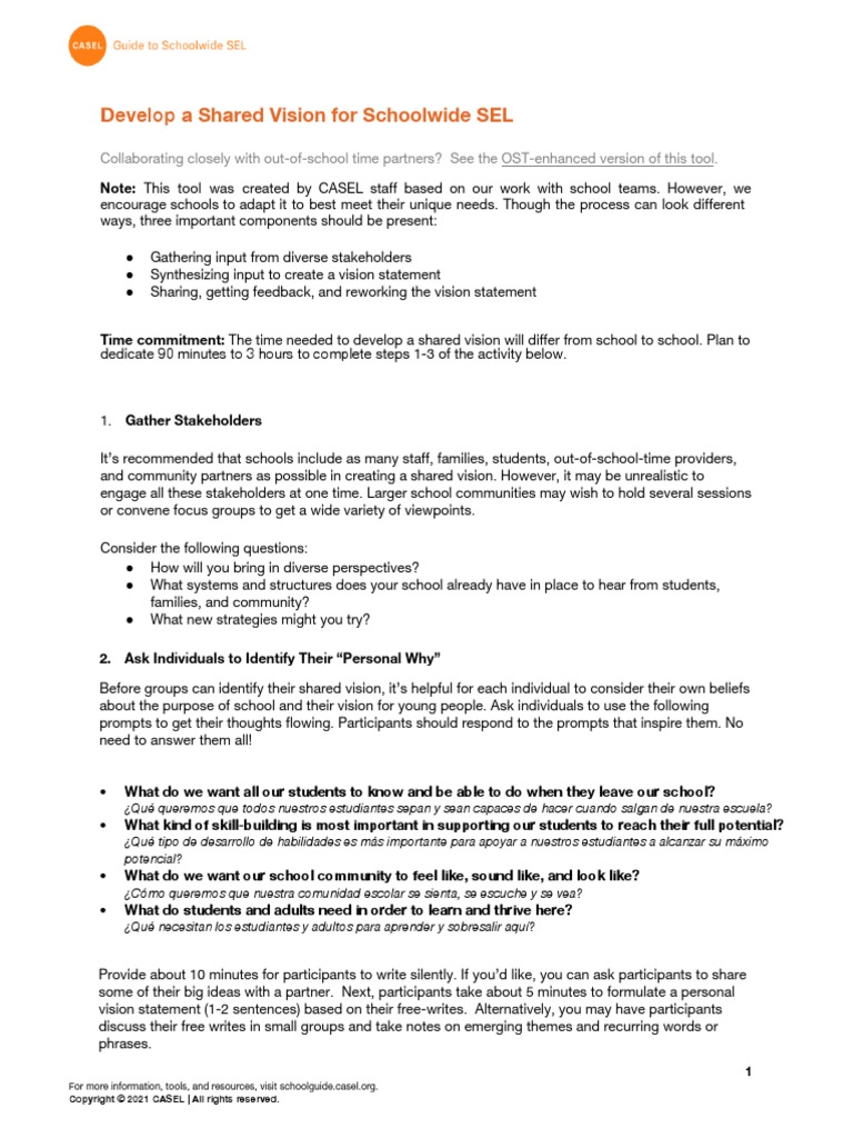 Develop A Shared Vision 4.6.20SPANISH | PDF | Communication | Cognitive ...