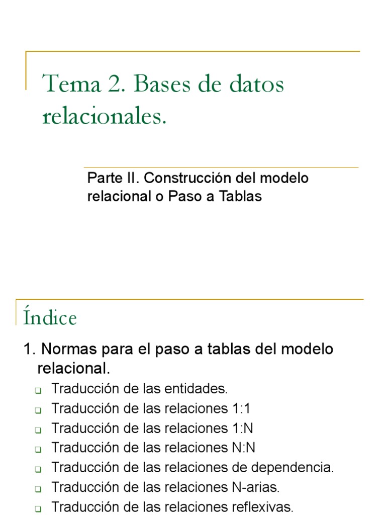Paso a Tablas en Modelos Relacionales | PDF | Base de datos relacional