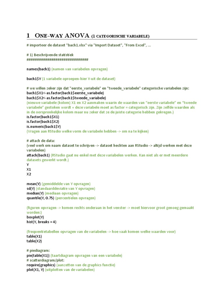 Uitvoeren One Way ANOVA RStudio | PDF