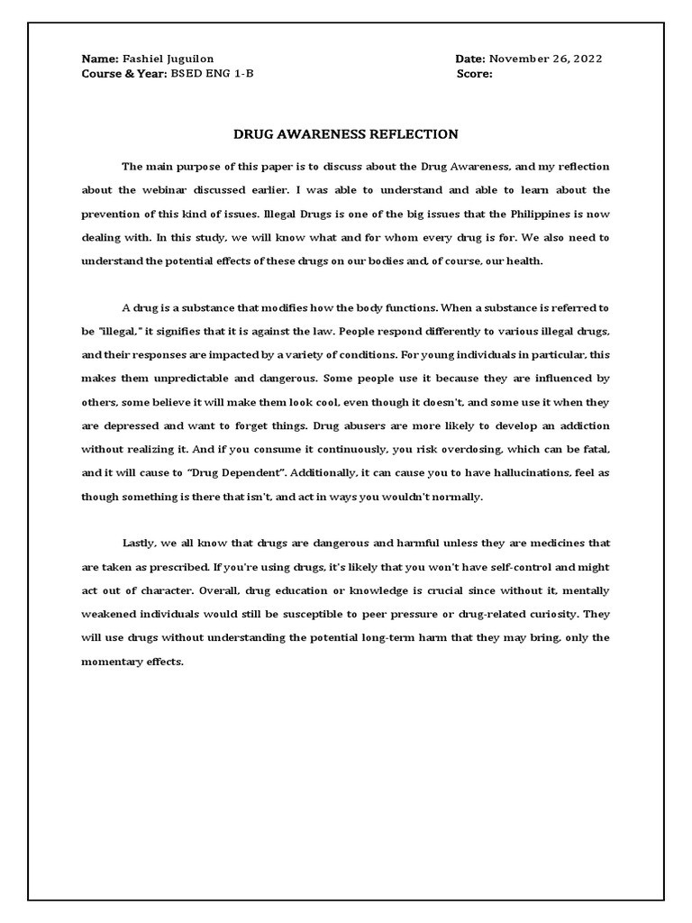 Drug and HIV Awareness Reflections | PDF | Hiv/Aids | Substance Abuse