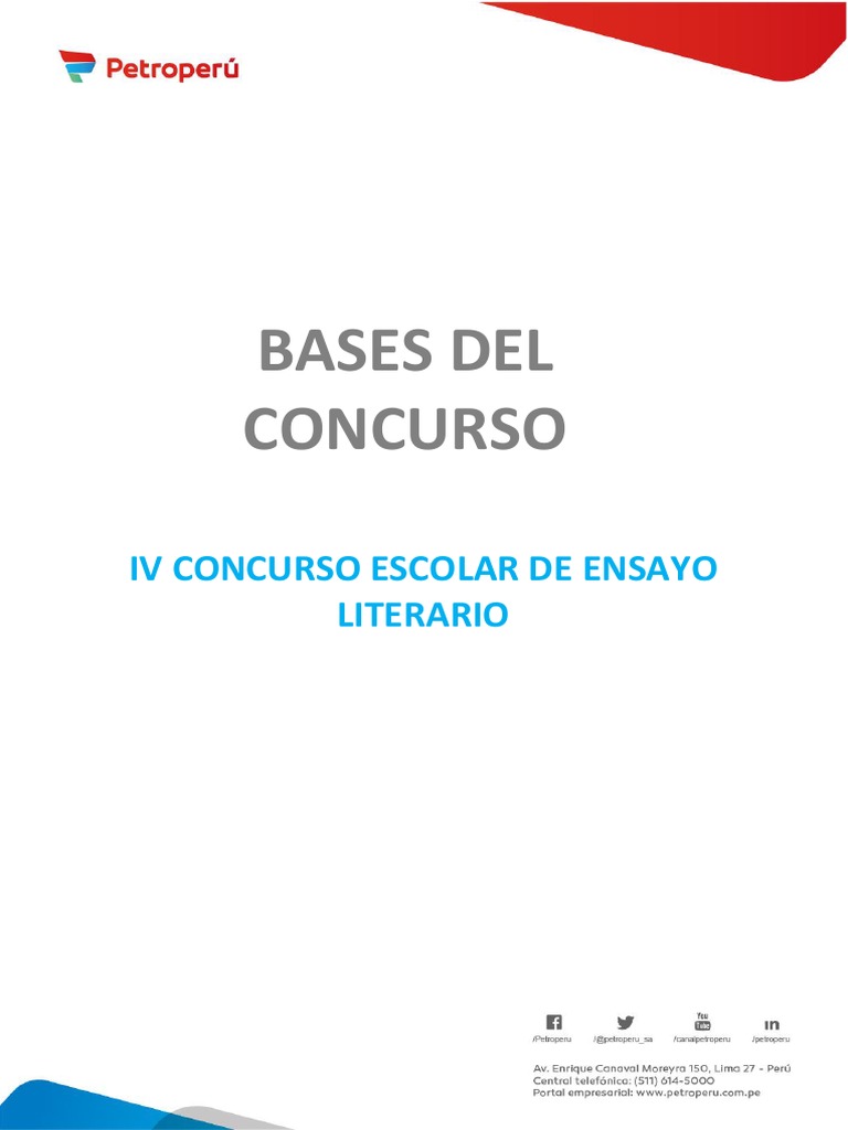 Bases Concurso Escolar de Ensayo Literario | PDF | Ensayos | Evaluación de impacto ambiental