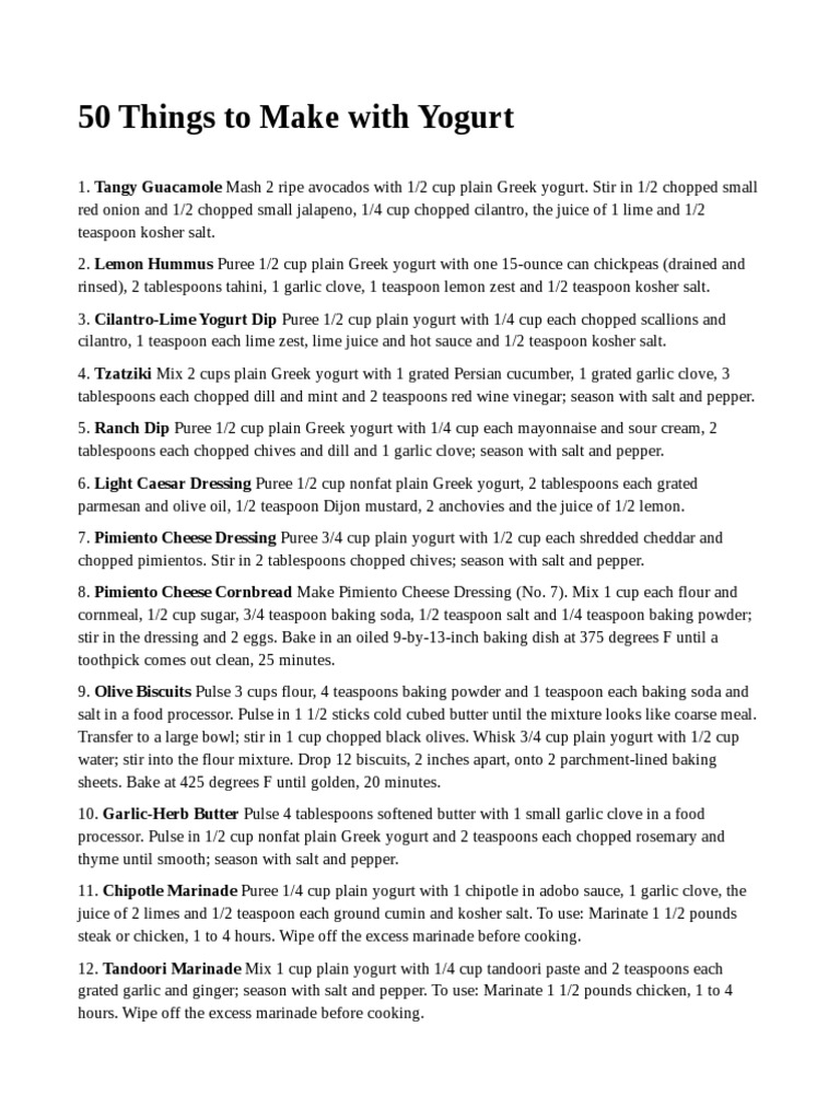 50 Things To Make With Yogurt | PDF | Cakes | Yogurt