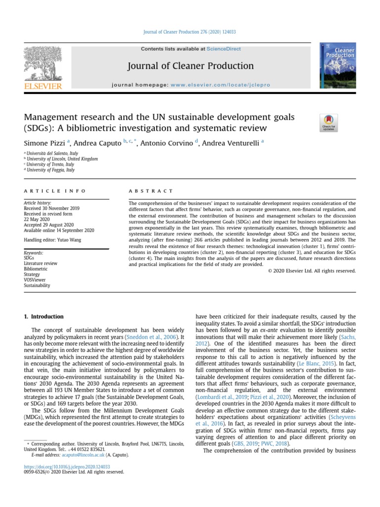 Pizzi Et Al 2020 SDG | PDF | Sustainability | Academic Journal