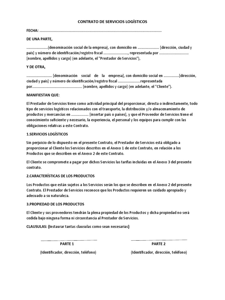 Contrato de Servicios Logísticos | PDF | Logística | Economias Contrato de Servicios Logísticos | PDF | Logística | Economias