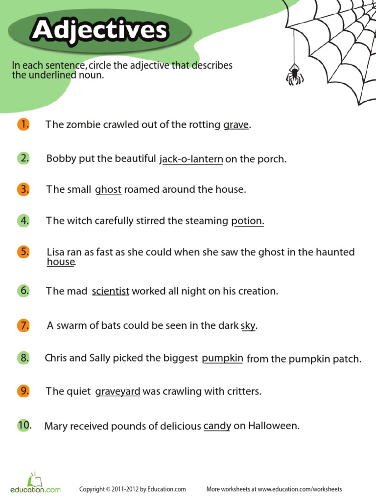 Halloween Adjectives 1 | PDF | Mystery, Thriller & Crime Fiction ...