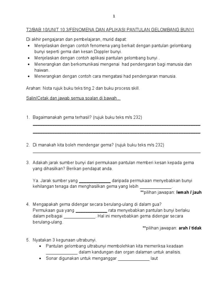 Latihan t2 Bab10 Unit10 3 (Murid) | PDF
