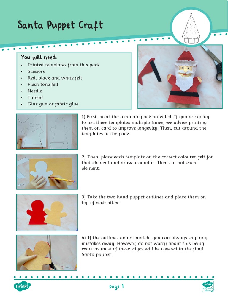 Santa Puppet Instructions | PDF | Surgical Suture | Textile Arts
