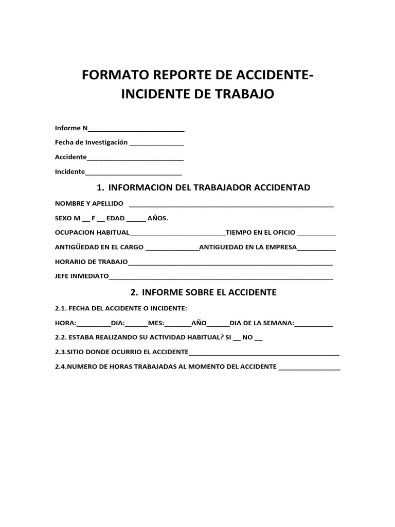 Formato Reporte de Accidente | PDF