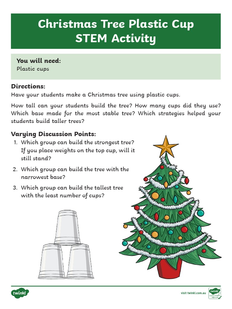 Christmas Tree Cup Building Activity | PDF