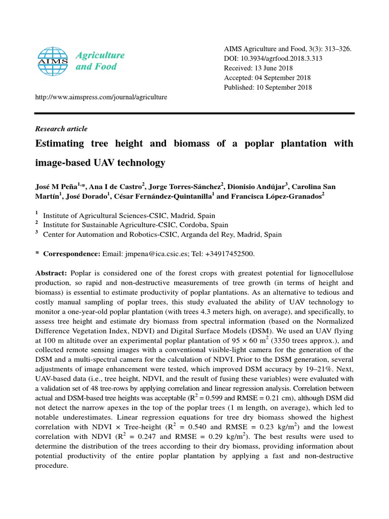 Peña Et Al. - 2018 - Estimating Tree Height and Biomass of A Poplar Plantation With Image-Based ...