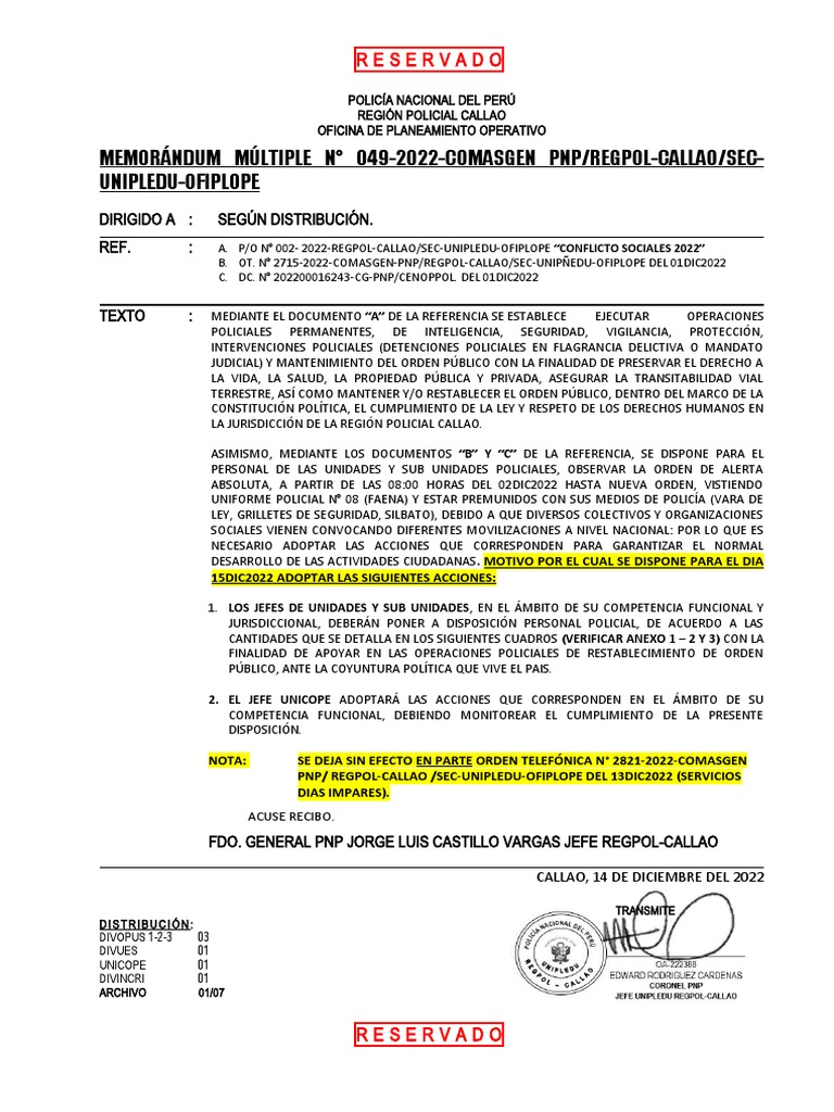 Memorándum Múltiple | PDF | Policía | Principios éticos