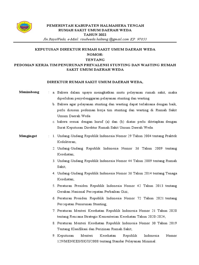 Pedoman Kerja Tim Stunting Dan Wasting | PDF