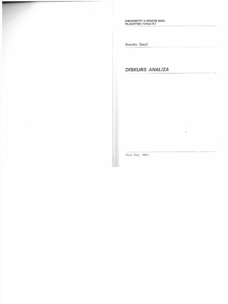 Svenka Savic Diskurs Analiza | PDF