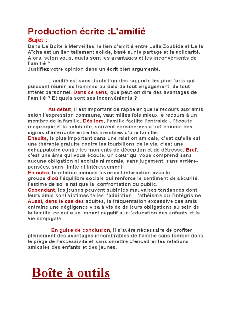 Avantages et Inconvénients de l'Amitié | PDF | Relation amicale ...